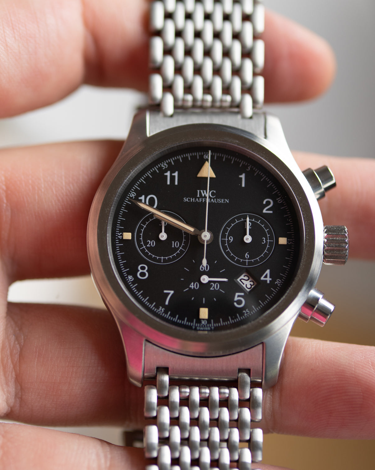 IWC Fliegerchronograph ref. 3741 mecha-quartz with guarantee card ...